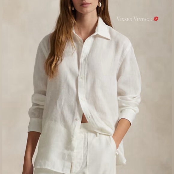 Polo Ralph Lauren | Tops | Polo Ralph Lauren Oversize Fit Linen Shirt ...